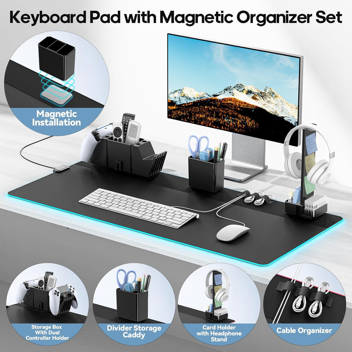 KDD Large Gaming Mouse Pad with Magnetic Organizer Set – KUSKER care