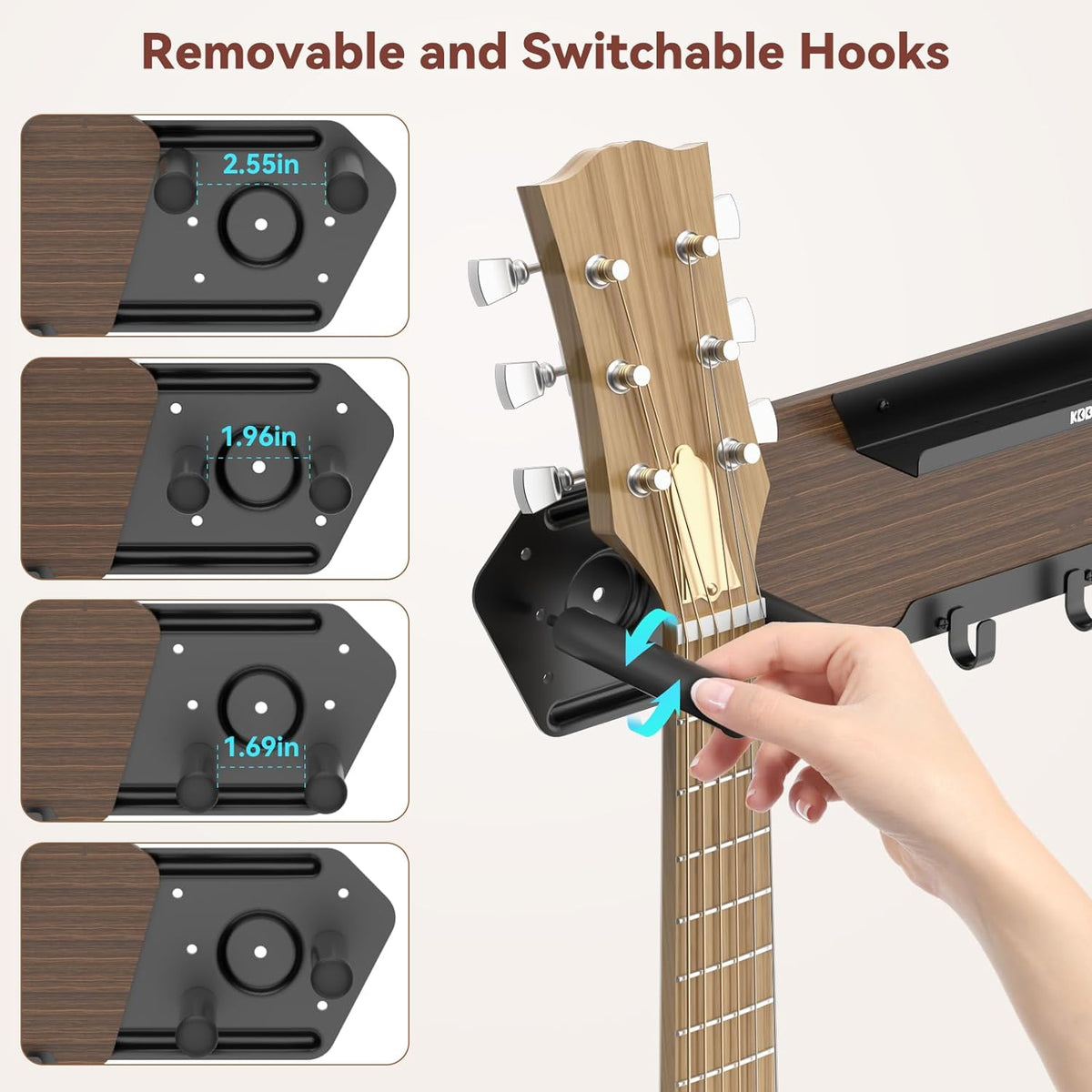 KDD Guitar Wall Mount with 4 Removable Rubber Hangers – KUSKER care